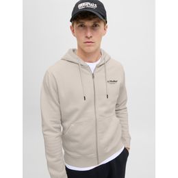 Jack & Jones JACK & JONES Herren Kapuzensweatshirt "JJESOHO SWEAT ZIP HOOD NOOS"moonbeam, Gr. M, bedruckt, angeraute Sweatware, Obermaterial: 80% Baumwolle, 20%