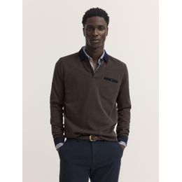 Bugatti Herren Poloshirt "Modern Fit", braun, Gr. S, unifarben, 70% Polyester, 30% Baumwolle, Shirts, Modern Fit Brusttasche Kontraststreifen