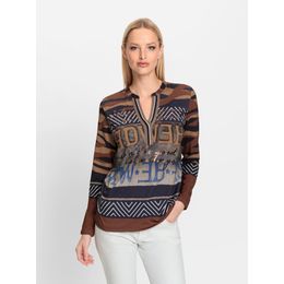 Heine Damen Langarmshirt "Druck-Shirt", bunt, Gr. 36, gemustert, mehrfarbig, 95% Viskose, 5% Elasthan, Shirts