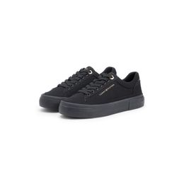 Tommy Hilfiger Damen Plateausneaker "TH FOXING PLATFORM CANVAS", Gr. 37schwarz, Textil, unifarben, Basic, Schuhe, Freizeitschuh, Schn&uuml;rschuh,