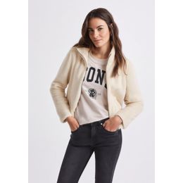 Damen Fellimitatjacke, beige, Gr. 46, STREET ONE STUDIO, unifarben, Stoff, Obermaterial: 100% Polyester. Futter: 100% Polyester, Jacken, mit