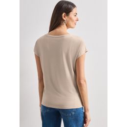 Street One Damen T-Shirt, beige, Gr. 36, bedruckt, Web, 50% Baumwolle, 50% Modal, Shirts, aus softem Materialmix