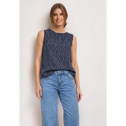 Street One Damen Blusentop, blau, Gr. 36, gemustert, Stoff, 100% Viskose, Blusen, mit Rundhalsausschnitt