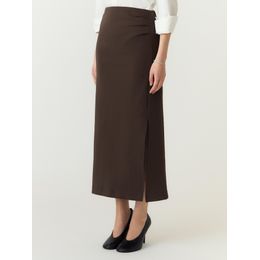 Y.A.S Damen Maxirock "YASPINA HW LONG SKIRT NOOS", braun, Gr. L, unifarben, Web, Obermaterial: 80% Baumwolle, 15% Polyester, 5% Elasthan, R&ouml;cke,