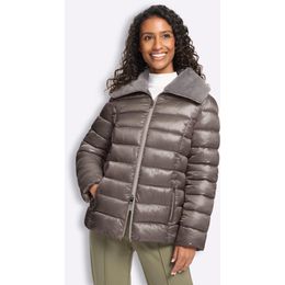 Heine Damen Steppjacketaupe, Gr. 48, 55% Polyester, 45% Polyamid, Fellimitat:100% Polyester, Wattierung:100% Polyester, Jacken