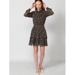 Koroshi Blusenkleid 'KOROSHI' Damen Gr&ouml;&szlig;e 40 hellbraun / schwarz Sommerkleid