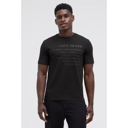 CMPD Herren Rundhalsshirt, schwarz, Gr. S, bedruckt, Single Jersey, Material: 95% Baumwolle, 5% Elasthan, Shirts, mit Baumwolle