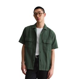 Marc O'Polo Herren Kurzarmhemd "mit feiner Struktur", gr&uuml;n, Gr. S, MARC O'POLO DENIM, unifarben, Obermaterial: 100% Baumwolle, Hemden