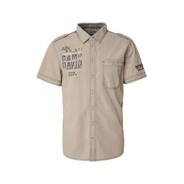CAMP DAVID Button Up Shirt male size XXL Dark brown / Taupe / Dark grey / White