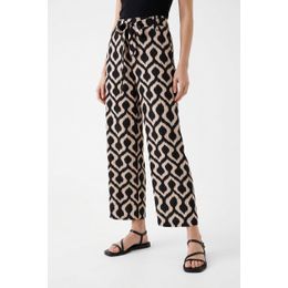 Only Damen Palazzohose "ONLNOVA LIFE CROP PALAZZO PANT AOP PTM", schwarz, Gr. L, bedruckt, Web, Obermaterial: 100% Viskose, Hosen, Viskose, regular