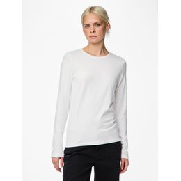 Pieces Damen Langarmshirt "PCSIRENE LS TEE JRS NOOS", wei&szlig;, Gr. L, unifarben, Jersey, Obermaterial: 48% Baumwolle, 47% Modal, 5% Elasthan, Shirts,