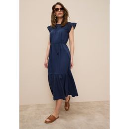 Tamaris Damen Jerseykleid "mit figurumspielender Passform, hohem Komfort", blau, Gr. 36, unifarben, Single Jersey, Obermaterial: 100% Baumwolle.