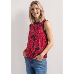 Street One Damen Blusentop, rot, Gr. 36, gebl&uuml;mt, Web, Obermaterial: 100% Viskose, Blusen, Sommertop mit floralem Muster