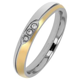 Adelia&acute;s ADELIA ́S Damen Fingerring "Damen Ring aus Edelstahl mit Strass Steinchen", 52, Edelstahl, gold, Edelstahl, Fingerringe