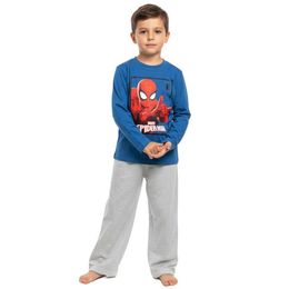 Marvel Spiderman Schlafanzug Pyjama Set Langarm Oberteil mit Hose in blau/grau | Gr.: 134/140