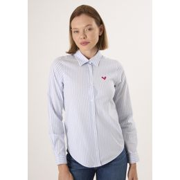 FELIX HARDY Damen Langarmbluse "Gestreiftes Langarmhemd", blau, Gr. S, 97% Baumwolle, 3% Elasthan, Blusen