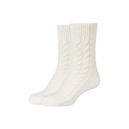 Camano Damen Socken "warm & cozy", Gr. 39, wei&szlig;, Materialmix, unifarben, Socken, mit Zopfmuster, Rippenb&uuml;ndchen