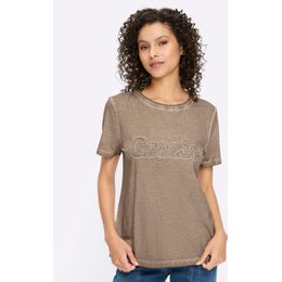 Heine Damen T-Shirt "Shirt"taupe, Gr. 50, gemustert, mehrfarbig, 100% Baumwolle, Shirts