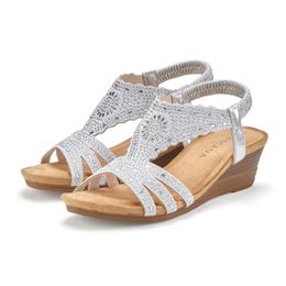 Lascana Damen Keilsandalette "Elegante Sommer‐Sandalette", Gr. 40, silber, Obermaterial: 100% Textilmaterial. Decksohle: 100% Textilmaterial.