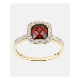 Diamant L'&eacute;ternel Ring aus 375 Gelbgold mit Diamant mit Granat | Gr.: 49