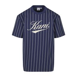 Karl Kani Herren T-Shirt "Karl Kani Cursive Varsity Pinstripe T-Shirt", blau, Gr. XL, bedruckt, 100% Baumwolle, Shirts