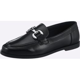 Heine Damen Slipper, Gr. 38, schwarz, Glattleder, Leder, Rindsleder, Schuhe
