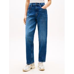 Tommy Jeans Damen Straight-Jeans "LAYLA HR SLIM STR", blau, Gr. 25, unifarben, Denim/Jeans, Obermaterial: 99% Baumwolle, 1% Elasthan, Jeans, High