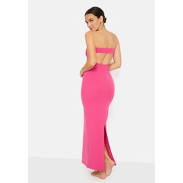LSCN BY LASCANA Damen Bandeaukleidfuchsia rose, Gr. 40, unifarben, Rippware, Obermaterial: 63% Polyester, 33% Viskose, 4% Elasthan, Kleider