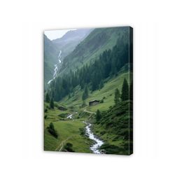 WALLARENA Leinwandbild Gebirge in Gr&uuml;n | Gr.: 60 x 40 cm