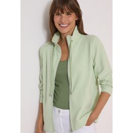 Cecil Damen Cardigan, gr&uuml;n, Gr. M, unifarben, Stoff, 77% Baumwolle, 20% Polyester, 3% Elasthan, Strickjacken, mit Stehkragen