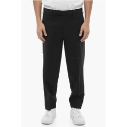 Neil Barrett Einfarbige Slim Fit-Chinohose mit verstellbarem Kn&ouml;chel in Schwarz