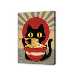 WALLARENA Leinwandbild Katze in Rot | Gr.: 70 x 100 cm