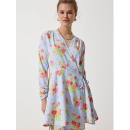 Happiness İstanbul Kleid Damen Gr&ouml;&szlig;e 42 hellblau / oliv / pitaya / dunkelrot Sommerkleid