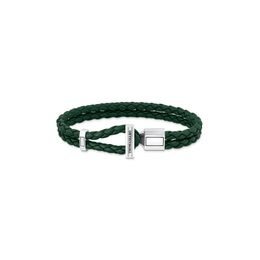 Thomas Sabo Lederarmband Doppelt In Gr&uuml;n in silber, gr&uuml;n | Gr.: 19 cm