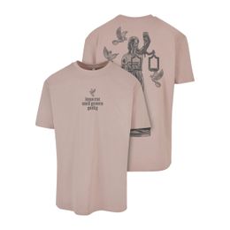 Herren T-Shirt "Upscale by Mister Tee Herren Justice Oversize Tee", beige, Gr. S, UPSCALE BY MISTER TEE, bedruckt, 100% Baumwolle, Shirts