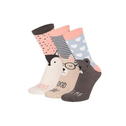 Yuhu M&auml;dchen Socken mit Tieren 3er Pack Motivsocken in Hell-Blau | Gr.: 27-30