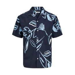 Jack & Jones JACK & JONES Button Up Shirt 'Palma Resort' male size M marine blue / Light blue / White