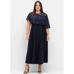 sheego Damen Abendkleid "Abendkleid", blau, Gr. 48, unifarben, 95% Polyester, 5% Elasthan, Kleider