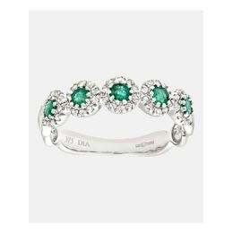 Diamant L'&eacute;ternel Eternity-Ring aus 375 Wei&szlig;gold mit Diamant mit Smaragd | Gr.: 49