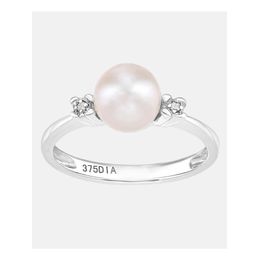 Diamant L'&eacute;ternel Ring aus 375 Wei&szlig;gold mit 0.01 Karat Diamant mit Perle | Gr.: 58