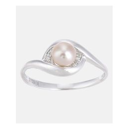 Diamant L'&eacute;ternel Ring aus 375 Wei&szlig;gold mit 0.02 Karat Diamant mit Perle | Gr.: 52