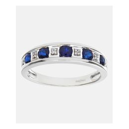 Diamant L'&eacute;ternel Eternity-Ring aus 375 Wei&szlig;gold mit Diamant mit Saphir | Gr.: 52
