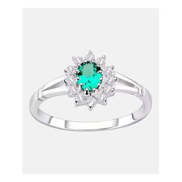 Diamant L'&eacute;ternel Verlobungsring aus 375 Gelbgold mit Zirkonia mit Smaragd | Gr.: 54