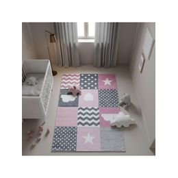 KADIMA DESIGN Kinderteppich Waschbar Herz-Stern TASNA Strapazierf&auml;hig OEKO-TEX | Gr.: 120 x 170 cm