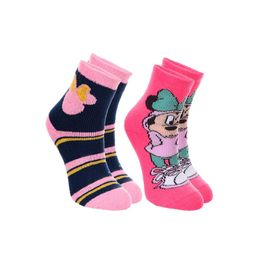 Disney Minnie Mouse M&auml;dchen Kinder 2 Paar ABS Stoppersocken Hausschuhsocken in Mehrfarbig | Gr.: 31-34