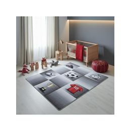 KADIMA DESIGN Kinderteppich Waschbar Fu&szlig;ball TRAUN Strapazierf&auml;hig OEKO-TEX | Gr.: 80 x 120 cm