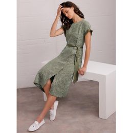 CR&Eacute;ATION L creation L Leinen-Kleid in khaki-wei&szlig;-bedruckt | Gr.: 38