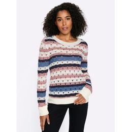 Sieh an! Ajour-Pullover in ecru-hortensie-gemustert | Gr.: 54