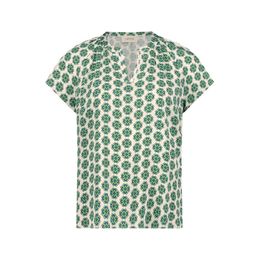 Cartoon Blusenshirt mit R&uuml;schen in Green/Blue | Gr.: 42