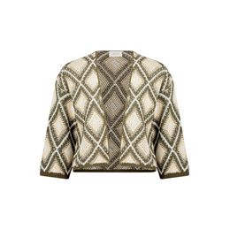 Cartoon Strick-Cardigan mit Jacquard in Khaki/Beige | Gr.: 36